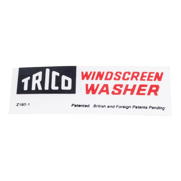 Trico Windscreen Washer Decal, Trico Windscreen Washer Decal – British ...